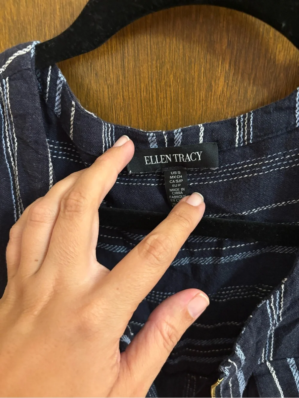 Ellen Tracy | Tops | Ellen Tracy Navy And White Striped Zipper Front ...